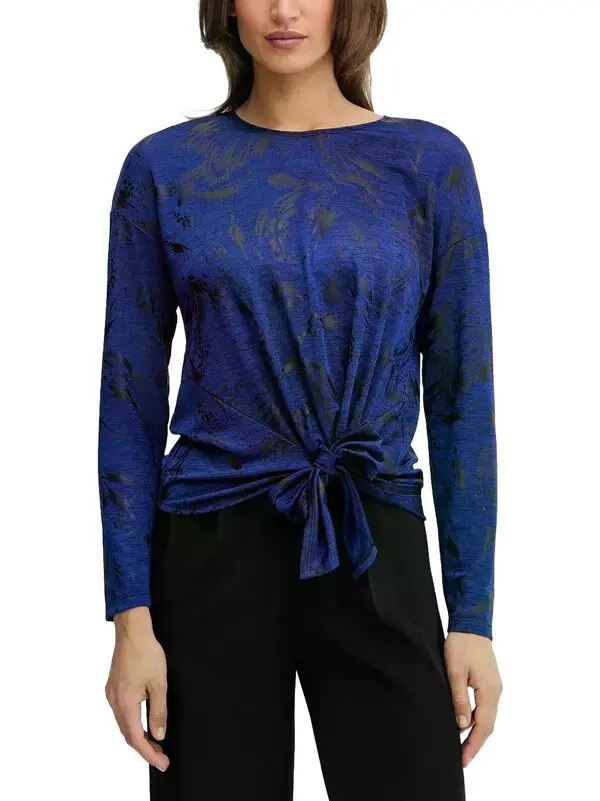 Joseph Ribkoff Floral Print Tie-detail Top - Blue