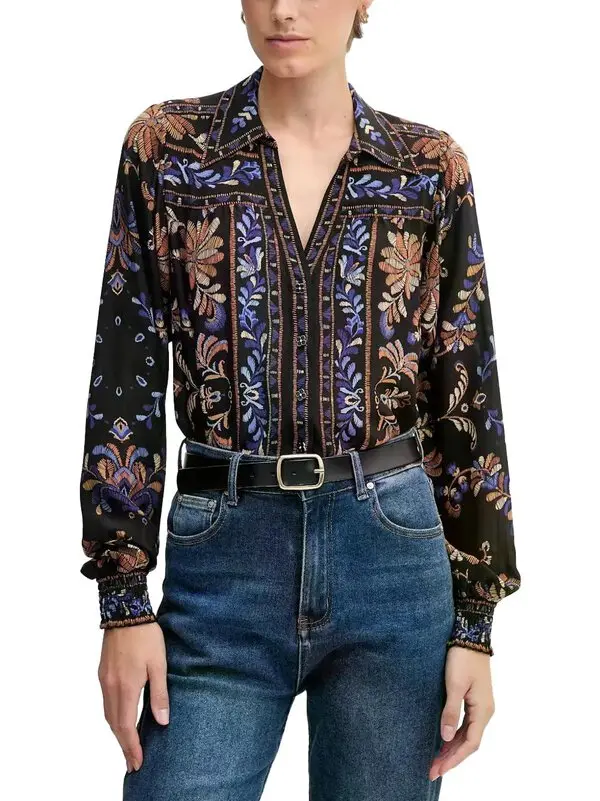 Hale Bob Avalynn Floral-print Blouse - Black