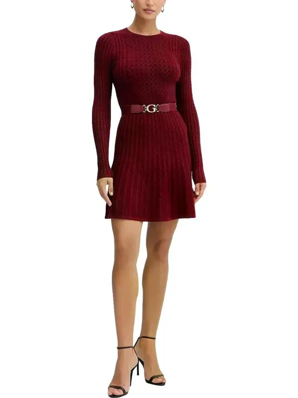 Guess Cable-knit Belted Mini Dress - Red