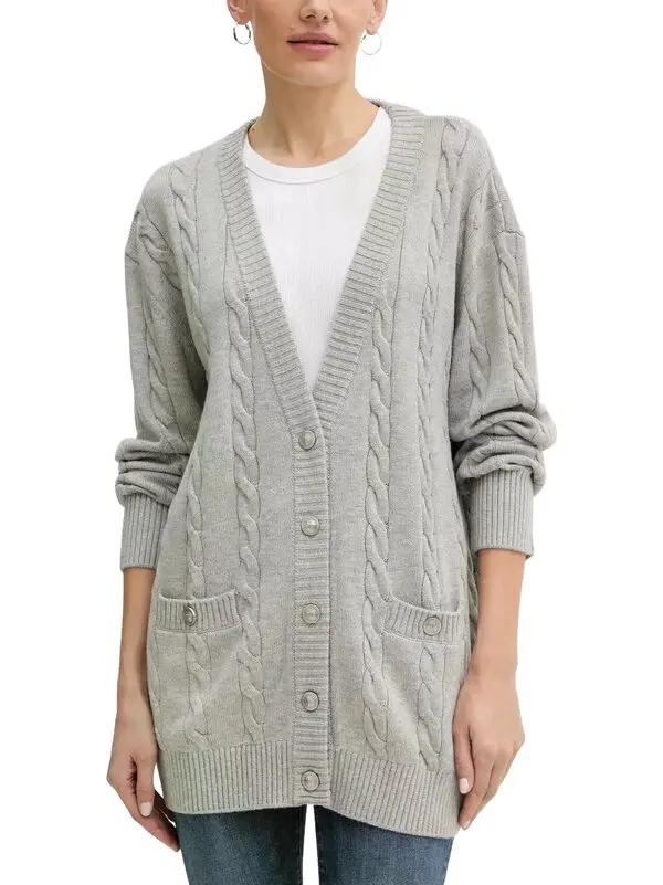 Guess Cable-knit Button Cardigan - Grey