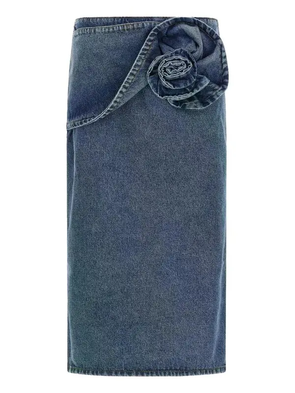 Magda Butrym Floral Denim Skirt - Blue