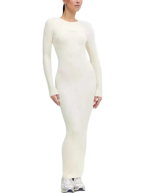 Guess Long-sleeve Ribbed Knit Maxi Dress - White