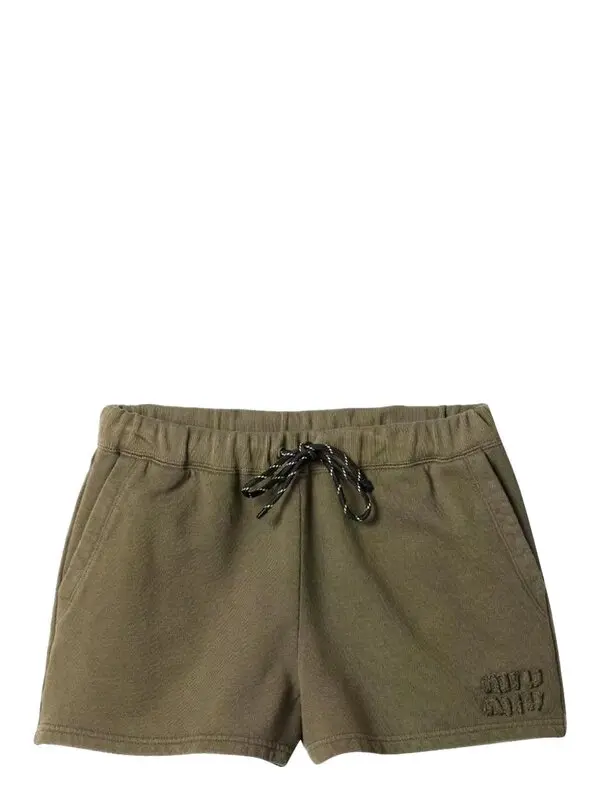 Miu Miu Logo-detail Sweat Shorts - Green