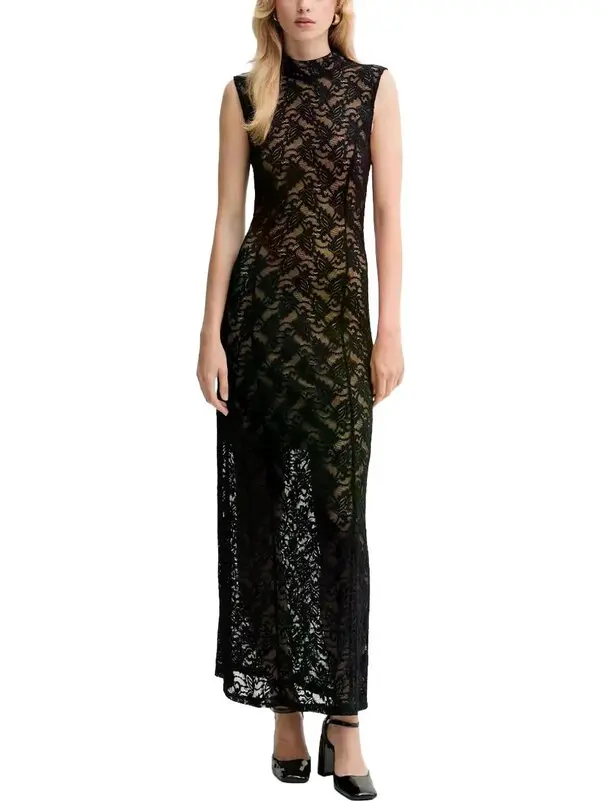GESTUZ Lace Sleeveless Maxi Dress - Black