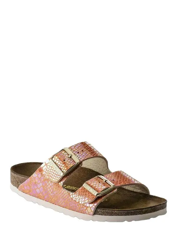 BIRKENSTOCK Arizona Reptile Effect Leather Flip-flops - Pink