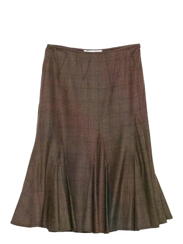 Dior Check-pattern Midi Skirt - Brown