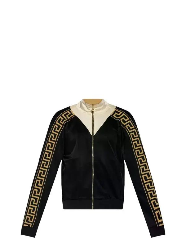 Versace Geometric Pattern Zip-up Sweatshirt - Black