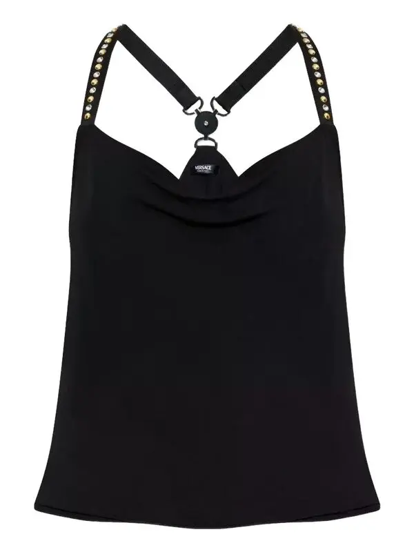 Versace Embellished-strap Top - Black