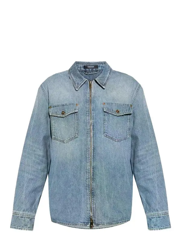 Versace Zipped Chest-pockets Shirt - Blue
