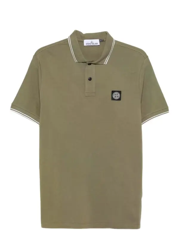 Stone Island Stripe-trim Polo Shirt - Green
