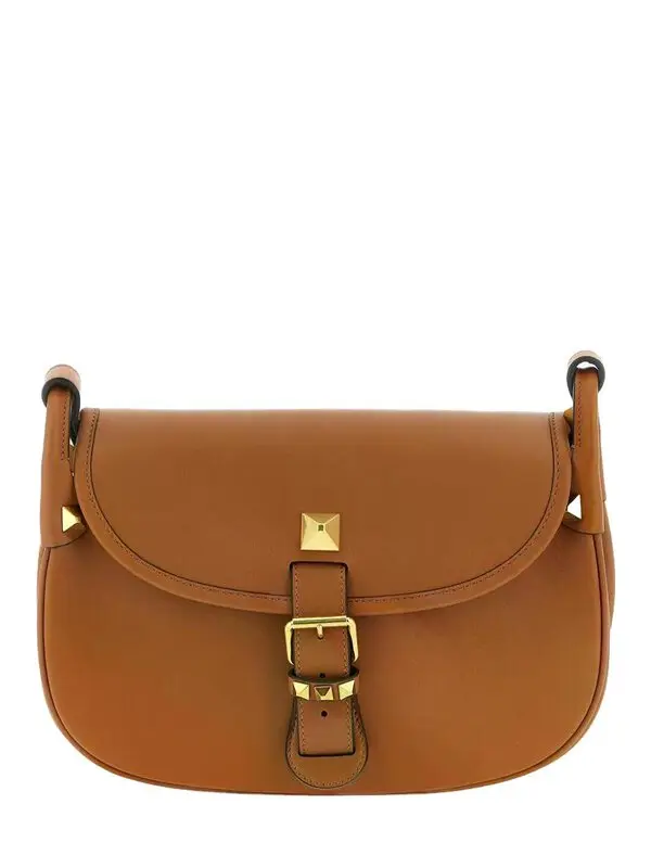 Valentino Garavani Flaneuse Stud-appliqué Leather Cross-body Bag - Brown