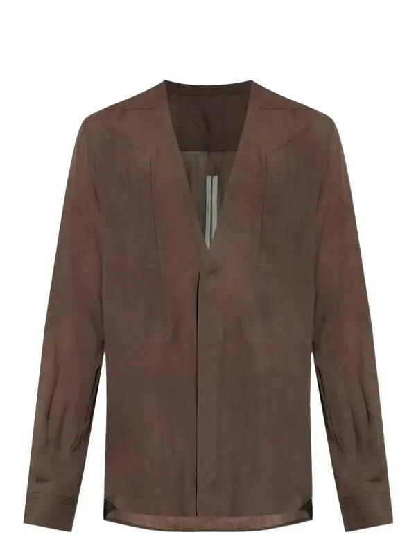 Rick Owens V-neck Long-sleeve Shirt - Brown