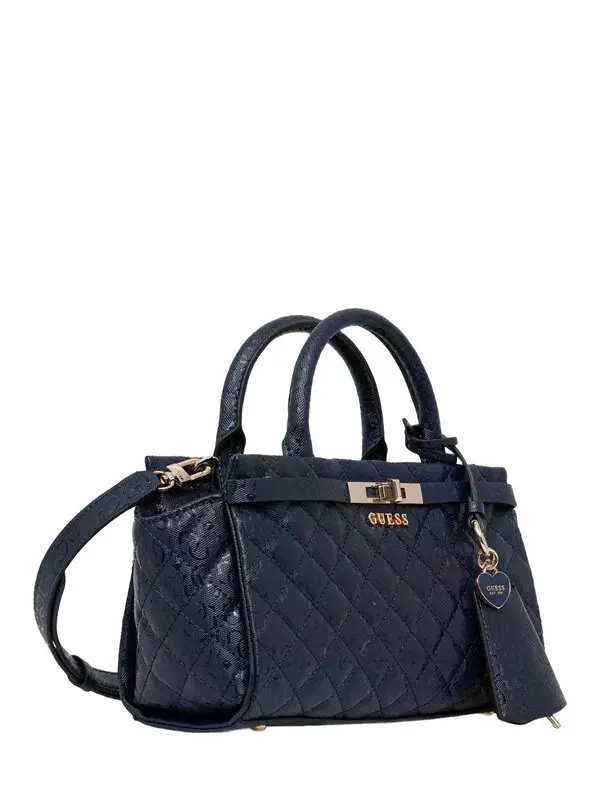 Guess Quilted Heart-charm Tote Bag - Blue