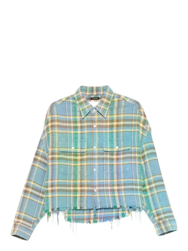 R13 Plaid Frayed Shirt - Blue