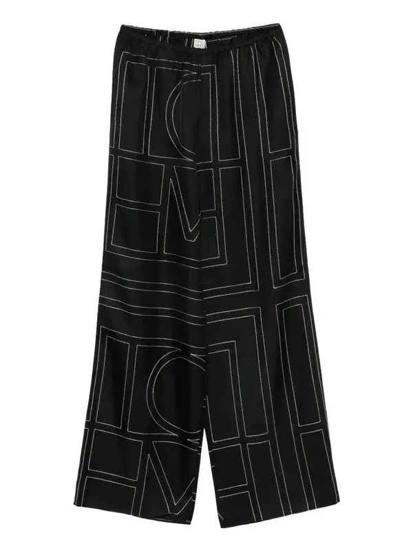 TOTEME Monogram Silk Trousers - White