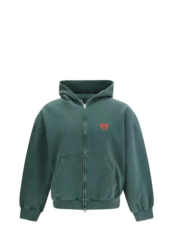 Balenciaga Zip-up Hooded Sweater - Green