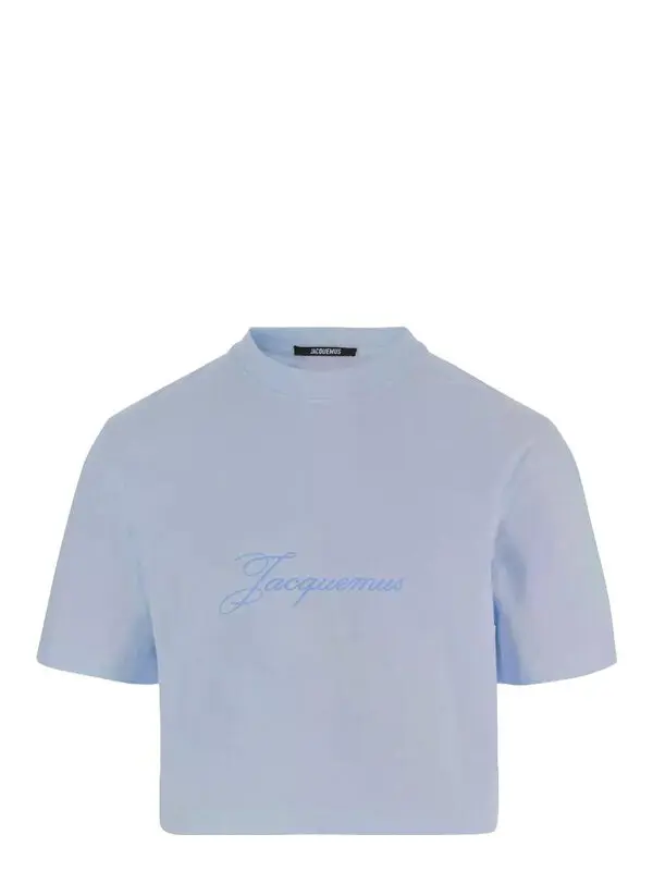 Jacquemus Logo-embroidered Cropped T-shirt - Blue