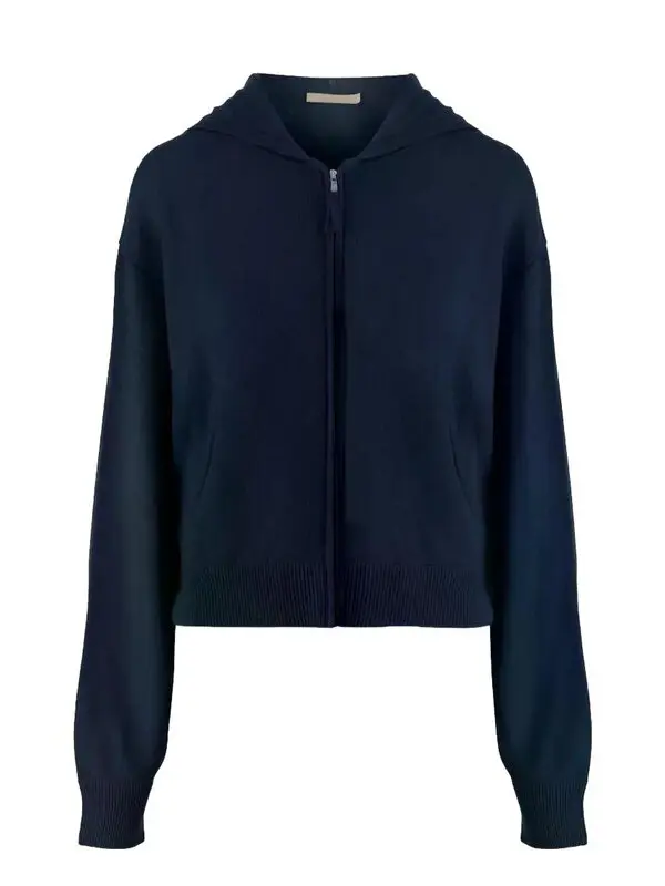 ALLUDE Hooded Zip-up Sweater - Blue