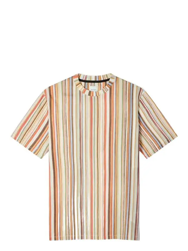Paul Smith Painted Signature Stripe Cotton T-shirt - Neutrals