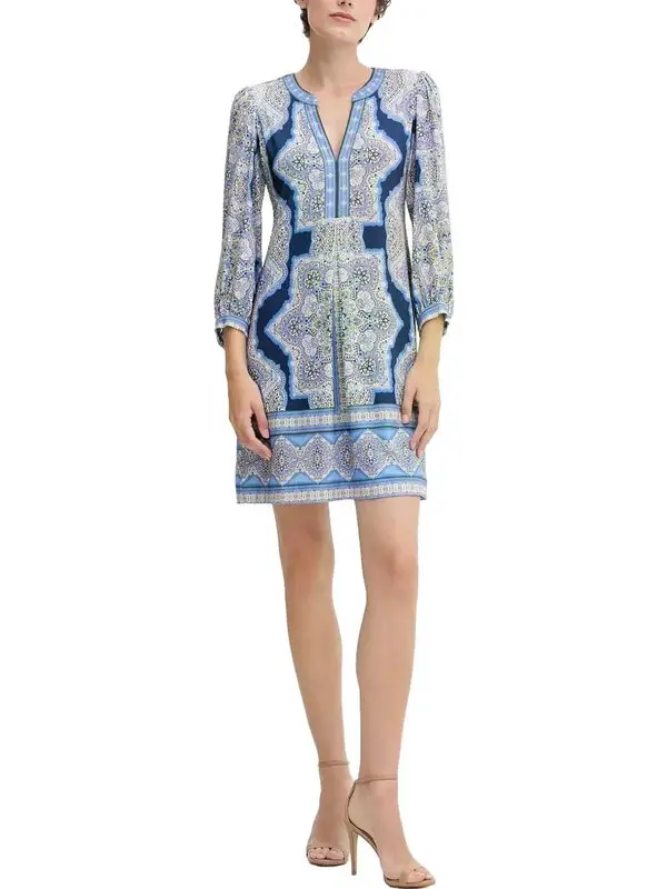 Hale Bob Avah V-neck Printed Dress - Blue