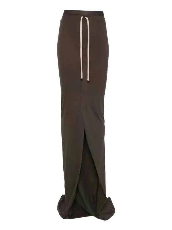 MONCLER + RICK OWENS Drawstring Slit Maxi Skirt - Brown