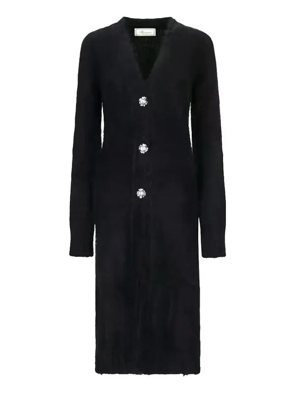 Blumarine Single-breasted Knitted Coat - Black