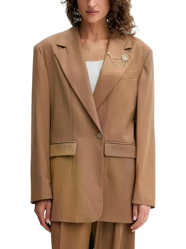 FRACOMINA Crown-embellished Long Blazer - Brown