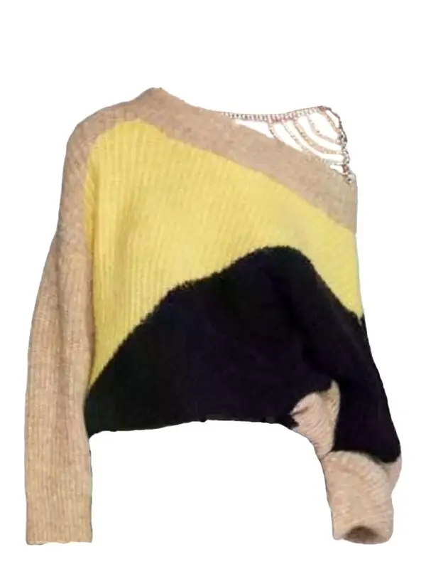 CIRCUS HOTEL Colour-block Crystal-embellished Sweater - Yellow