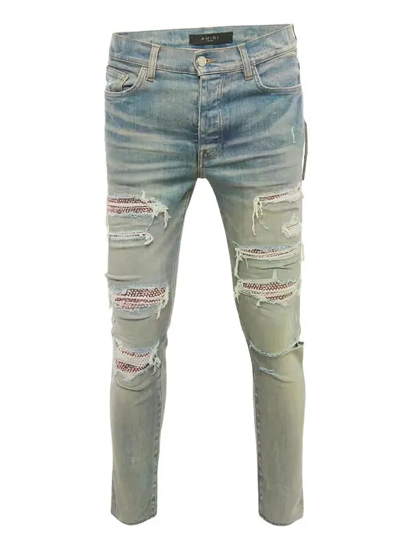 Amiri Crystal Thrasher Distressed Jeans - Blue