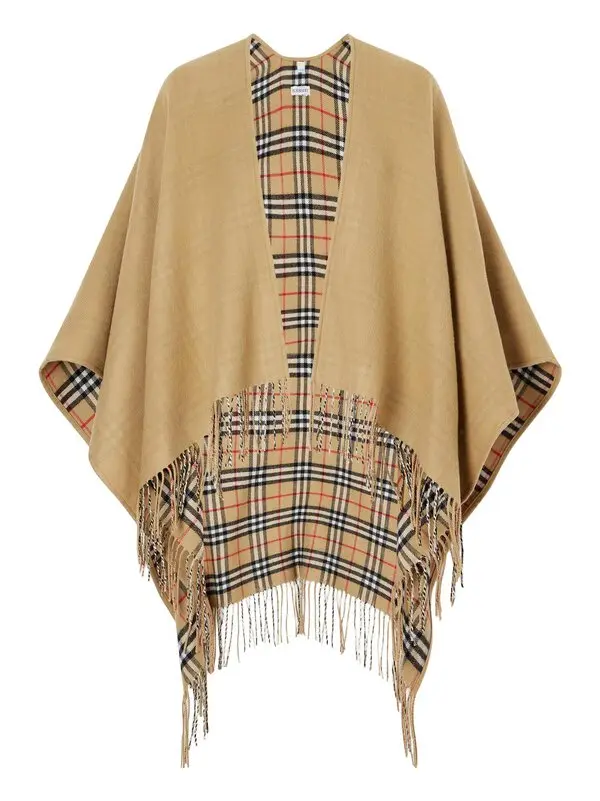 Burberry Reversible Checked Wool Wrap - Neutrals