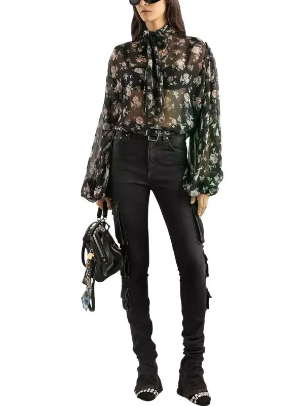 Dolce & Gabbana Floral-print Blouse - Black