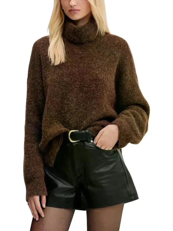 GESTUZ Turtleneck Long Sleeve Sweater - Brown