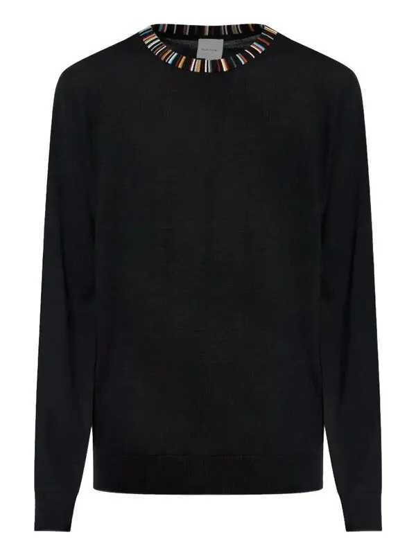 Paul Smith Striped-detail Crew-neck Sweater - Black