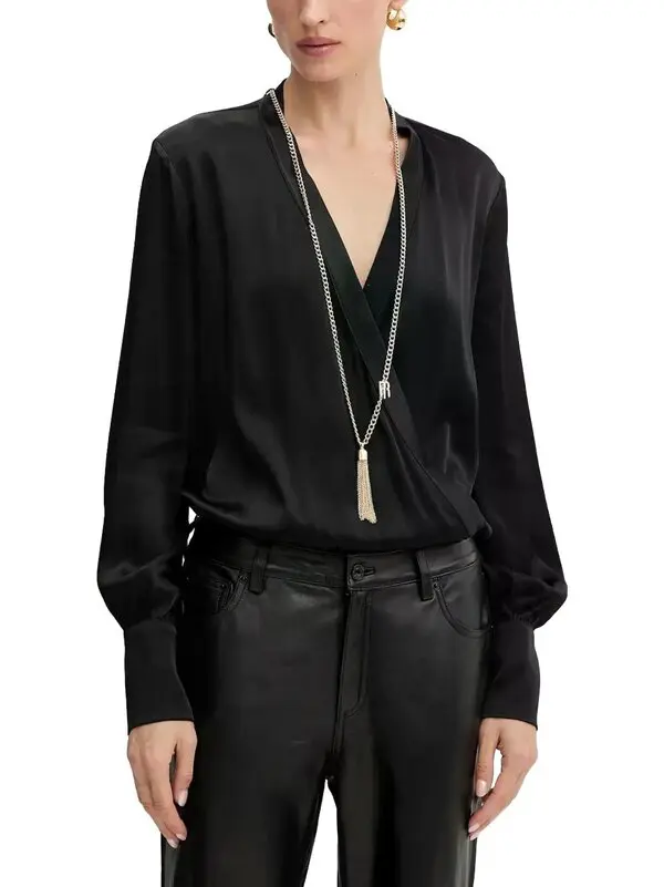 FRACOMINA V-neck Long-sleeve Blouse - Black