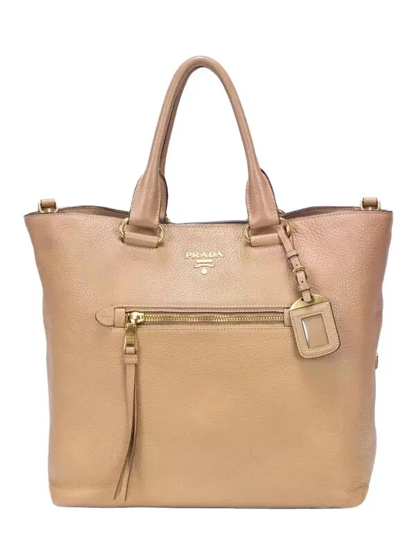 Prada Logo-plaque Tote Bag - Neutrals