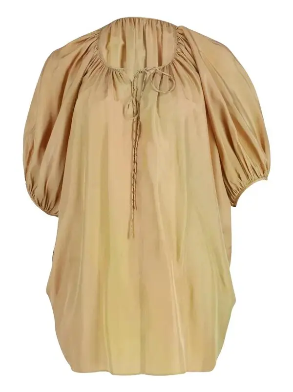 JOSEPH Sanko Puff-sleeved Gathered Blouse - Neutrals