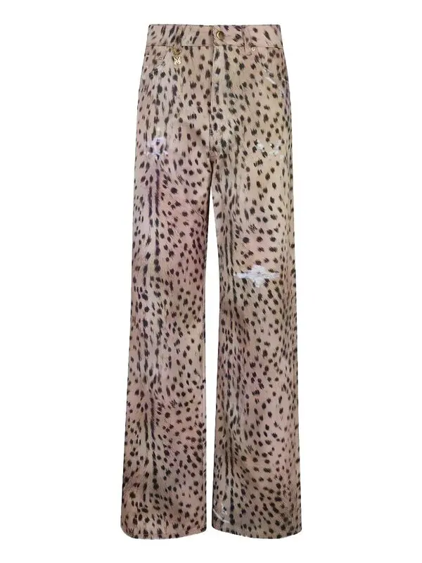 Amiri Animal-print Wide-leg Jeans - Neutrals