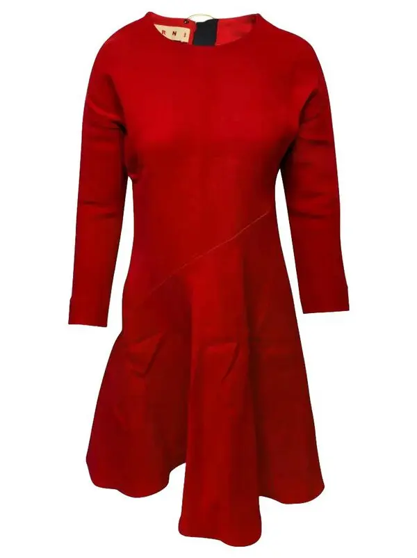 Marni Long-sleeve Flared Dress - Red