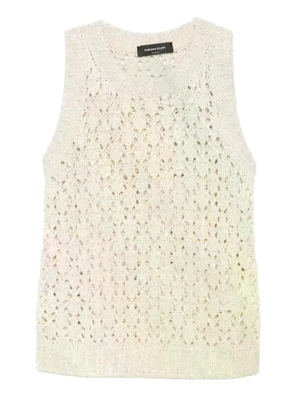 Fabiana Filippi Sequin-embellished Open-knit Vest - Neutrals