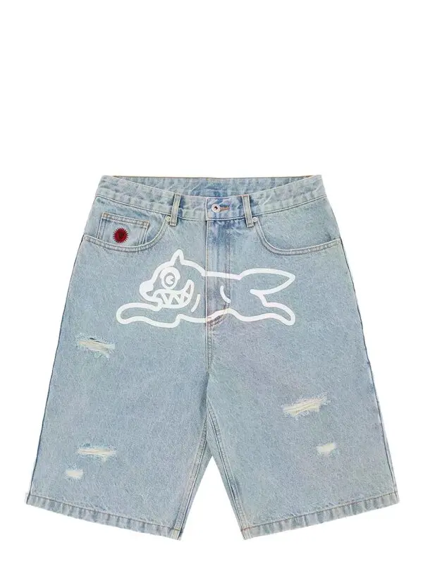 ICECREAM Running Dog Denim Shorts - Blue