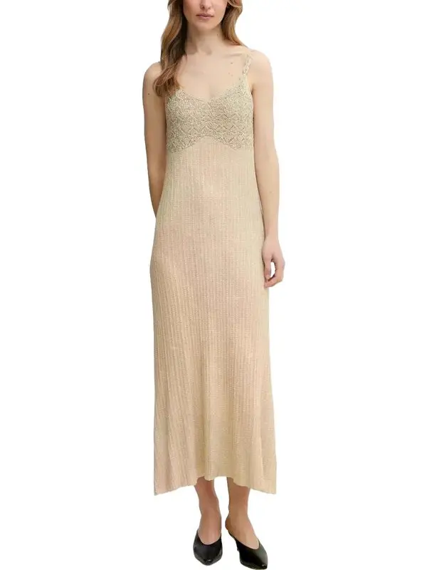 HOSS INTROPIA Embellished Strap Midi Dress - Neutrals