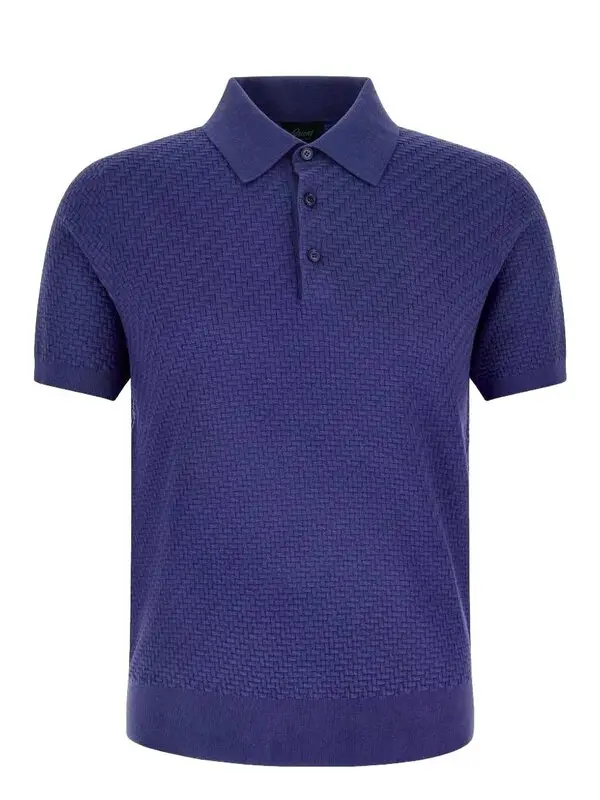 Brioni Textured-weaving Polo Shirt - Blue