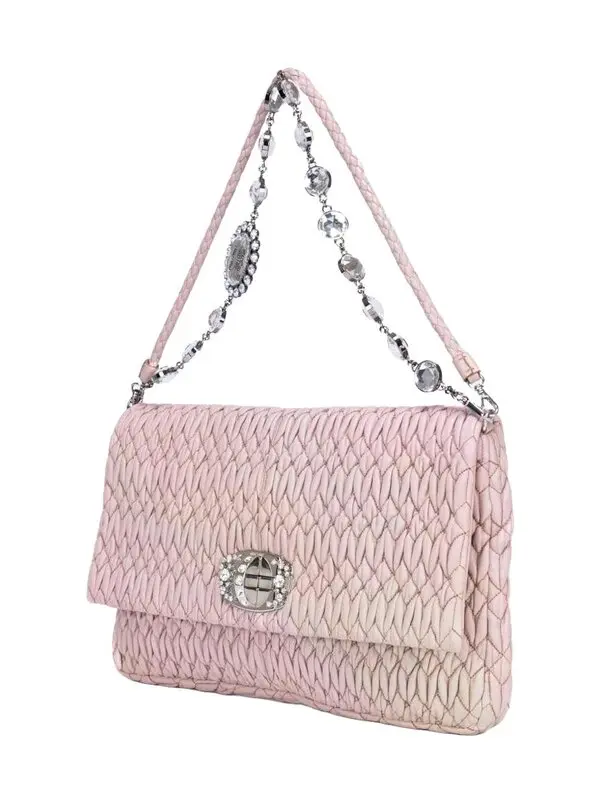 Miu Miu Crystal-embellished Quilted Shoulder Bag - Pink