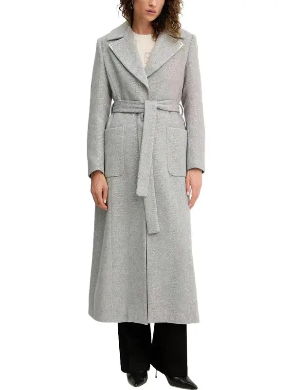 FRACOMINA Herringbone-pattern Belted Coat - Grey