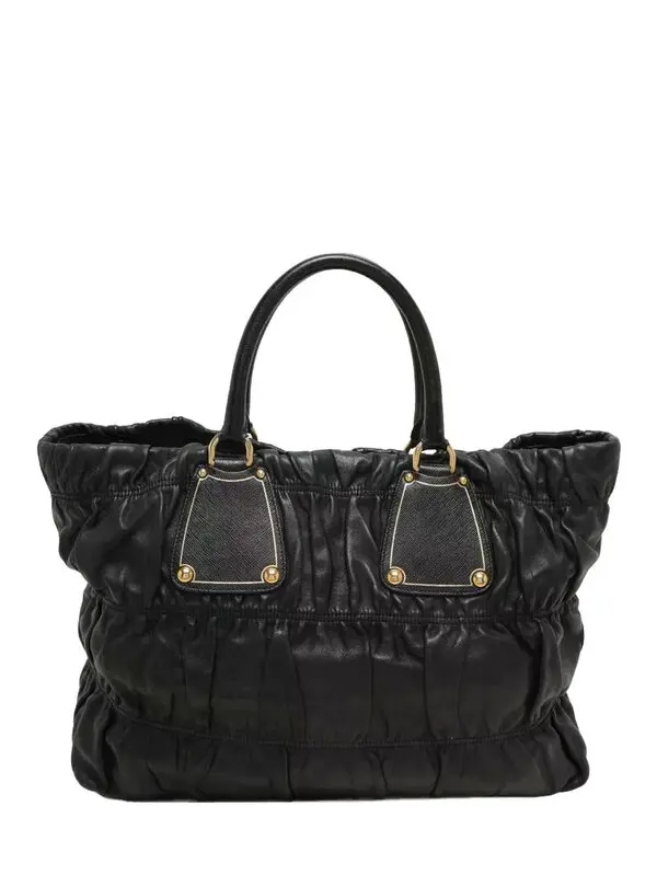 Prada Gaufre Leather Tote Bag - Black
