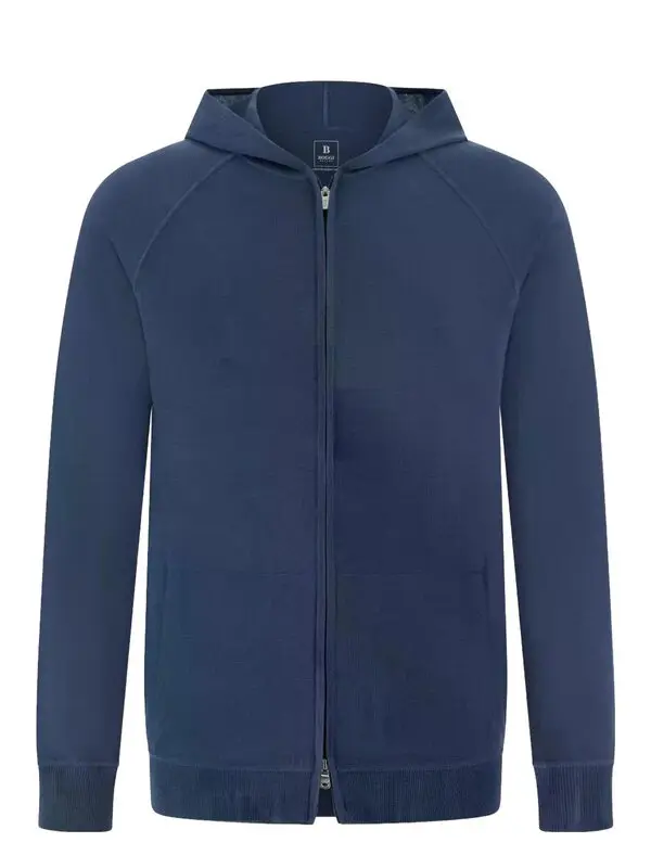 Boggi Milano Full-zip Hooded Sweater - Blue