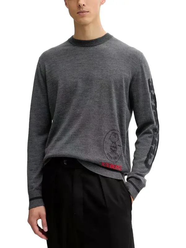 Iceberg Long-sleeved Sweater With Embroidered Motif - Grey