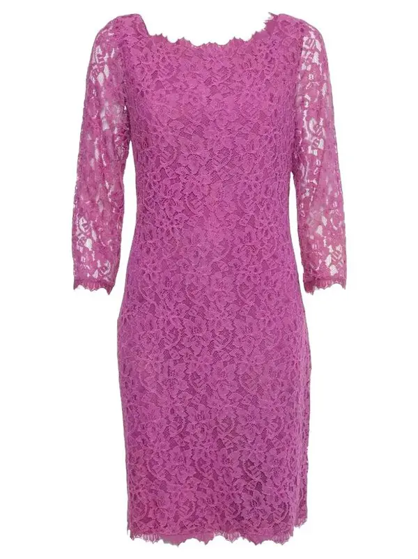 Diane Von Furstenberg Lace Three-quarter-sleeve Dress - Purple