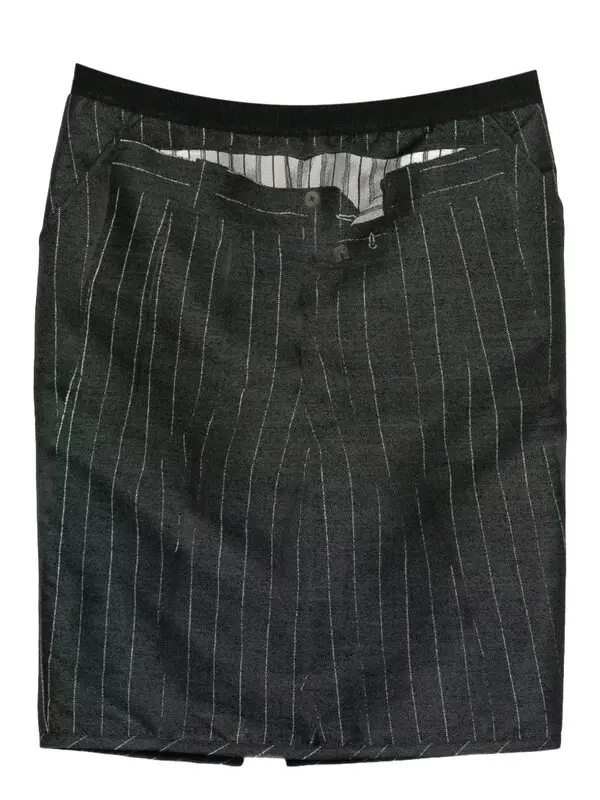 Jean Paul Gaultier Trompe L'oeil Pinstripe Midi Skirt - Grey