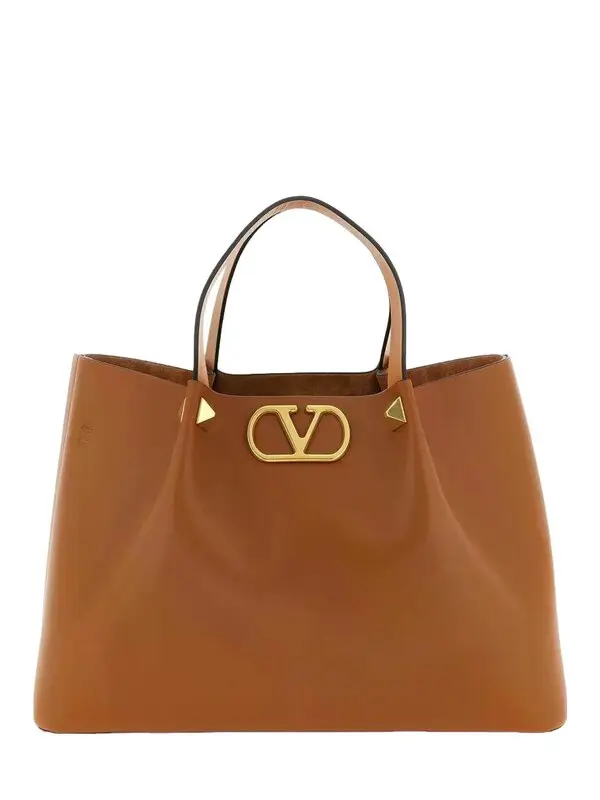Valentino Garavani Studded V-logo Tote Bag - Brown
